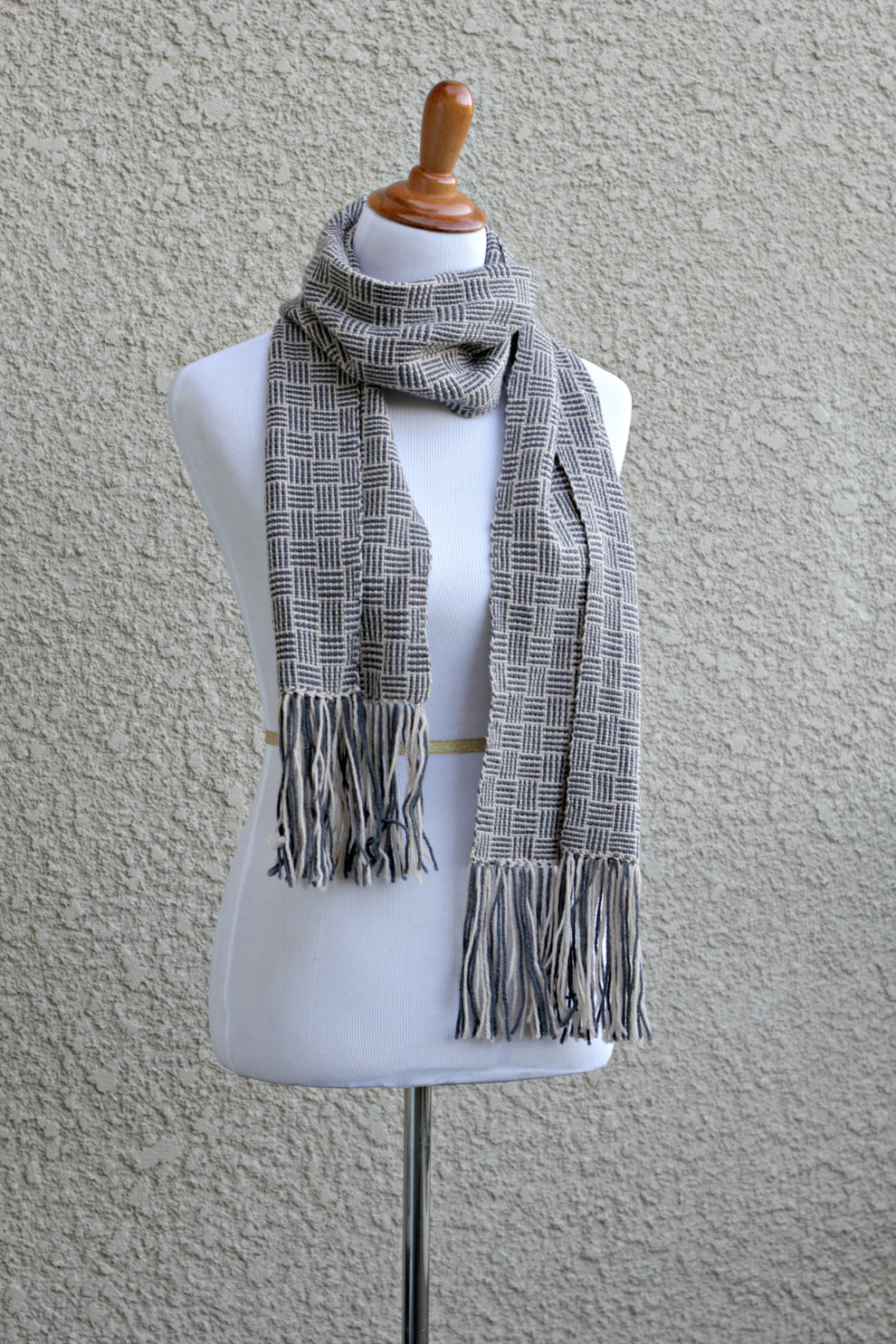 Woven scarf in beige and grey colors gift for him, gift for her – KGThreads
