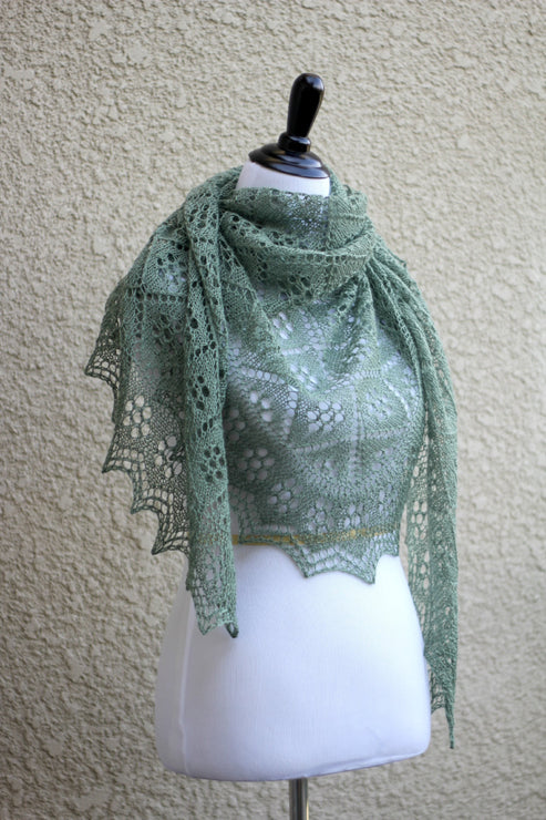 Knit shawl in olive green color, lace wrap, gift for her – KGThreads